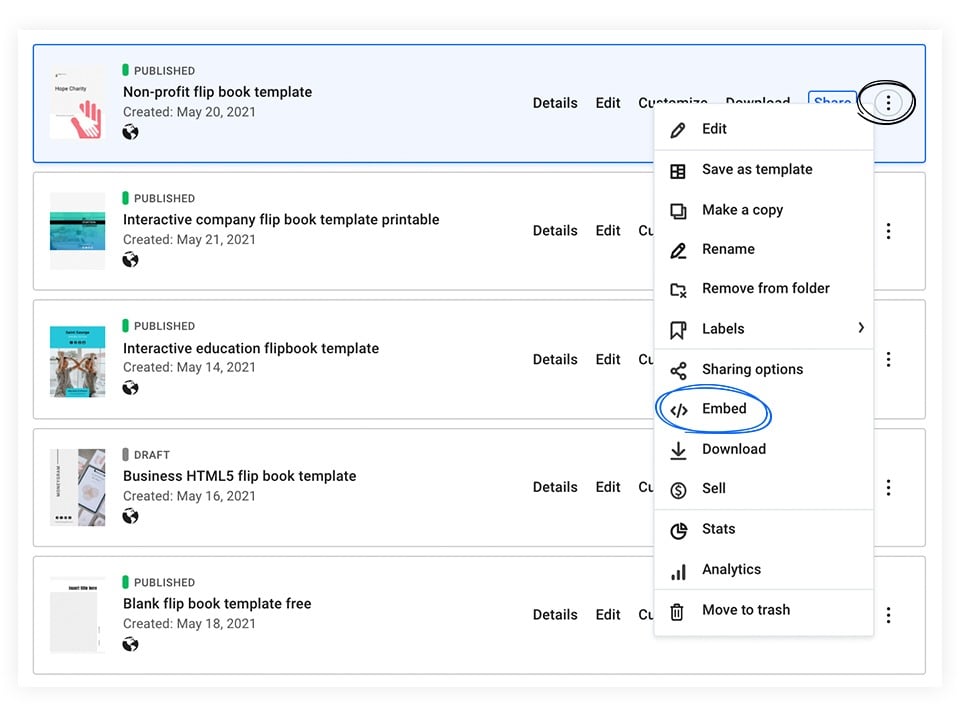 Embedding a flipbook on your website